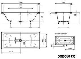 Kaldewei Conoduo 200 x 100 cm 235300010001 vana smaltovaná model 735