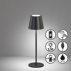 Černá LED stolní lampa s kovovým stínidlem (výška 36,5 cm) Viletto – Fischer &amp; Honsel
