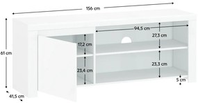 Kondela TV stolek 1D / 160, bílý lesk, LINDY