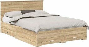 Rám postele s čelo Dub sonoma 140 x 190 cm Kompozitní dřevo 3410897
