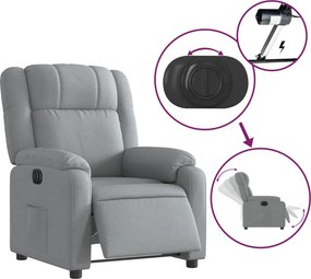 Elektrické polohovací křeslo světle šedé textil 3205178