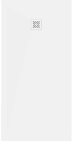 Mexen Stone+, obdélníková vanička z minerálního kompozitu 160 x 80 cm, bílá, bílá krytka, 44108016-W