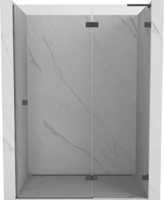 Mexen, Mexen Lunar L Otočné pravé sprchové dveře 135 cm, transparentní, pistolový kov - 834L-135-000-95-00-P