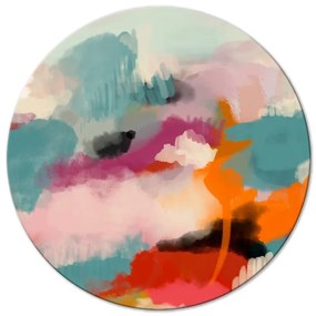 Kulatý obraz Abstraktní sen - skvrny živých barev vytvářející pohádkovou krajinu