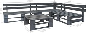 4dílná zahradní sedací souprava z palet dřevo šedá 276314