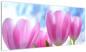 Obraz růžových tulipánů (100x40cm)