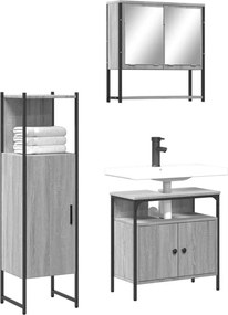 vidaXL 3dílný set koupelnového nábytku kompozitní dřevo [3214696] Barva: šedá sonoma