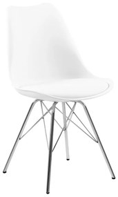 Scandi Bílá plastová jídelní židle Erisa s chromovou podnoží