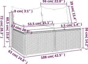 vidaXL Zahradní středové pohovky s poduškami 2 ks polyratan [362333] Barva: Šedá