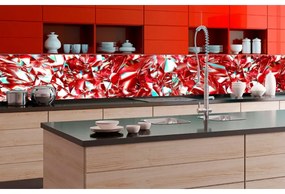 DIMEX | Fototapeta do kuchyně Červený krystal KI-350-071 | 350 x 60 cm | červená, bílá