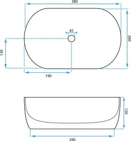 Rea Amelia Mini, umyvadlo na desku 380x260x120 mm, bílá lesklá, REA-U3322
