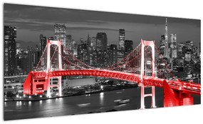 Noční fotka mostu - obraz (100x40cm)