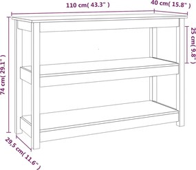 vidaXL Konzolový stolek 110x40x74 cm masivní borové dřevo [821666] Barva: medová hnědá