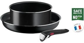 Tefal - Sada nádobí 3 ks INGENIO EASY COOK & CLEAN BLACK