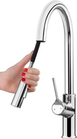 Invena Farsala, dřezová baterie s výsuvnou 2-funkční výlevkou h-433, chromová, INV-BZ-40-U01-S