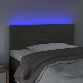 Čelo postele s LED tmavě šedé 80 x 5 x 78/88 cm samet 3121783