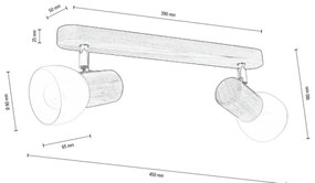 Spot-Light DO2225256 - Stropní bodové svítidlo NEL 2xE27/15W/230V borovice