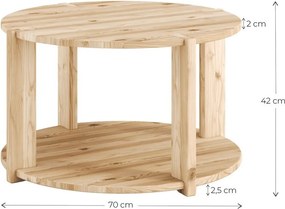 Kulatý konferenční stolek z borovicového dřeva ve světle přírodní barvě ø 70 cm Tuck – Karup