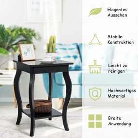 Costway Sada 2 odkládacích stolků se zakřivenými nohami a 2 patrového nočního