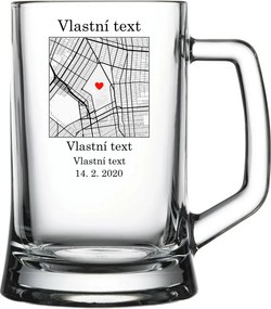 Personalizovaná pivní sklenice s mapou