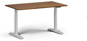 Výškově nastavitelný stůl, elektrický, 675-1325 mm, deska 1400x800 mm, bílá podnož, ořech