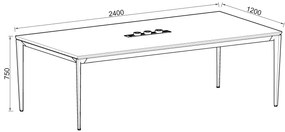 Jednací stůl Houseland Profit Meet 01 se 3 zásuvkami 240 cm dub přírodní