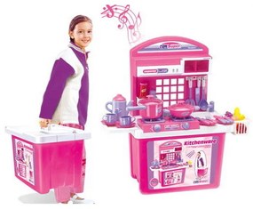 Hračka G21 Dětská kuchyňka s příslušenstvím v kufru růžová