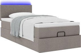 Osmanská postel s matrací &amp; LED taupe 90x200 cm látka 3312198