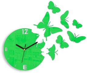 3D nalepovací hodiny Butterflies zelené
