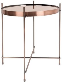 Měděný skleněný odkládací stolek ZUIVER CUPID O 43 cm