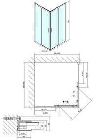 Polysan EASY LINE čtvercová sprchová zástěna 900x900mm, sklo BRICK EL5138