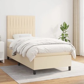 vidaXL Box spring postel s matrací 90x190 cm textil [3141902] Barva: krémová
