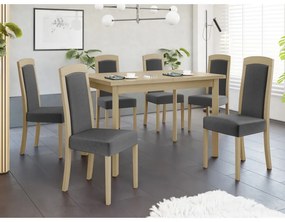 Rozkládací stůl se 6 židlemi - AL26, Barva dřeva: ořech-L, Potah: Kronos 22