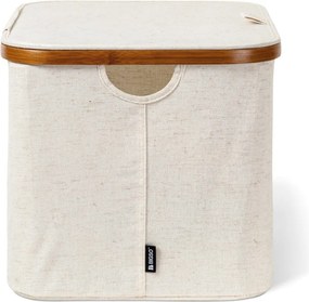 Krémový látkový úložný box s víkem 40,5x33x30 cm Bamboo/Linen – Bigso