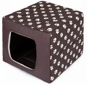 HobbyDog Pelíšek pro psa Butterfly - hnědý bílé packy VELIKOST: R3 - 48 x 48 x 20/40 cm