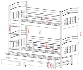 Legno Dětská patrová postel Alena grafit Rozměr (cm): 80x180