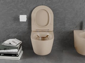 Mexen Lena wc mísa Rimless s pomalu klesající deskou slim, duroplast, matná cappuccino - 30224064