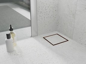 Mexen Flat-Q M13 čtvercová podlahová vpusť 12 x 12 cm, růžové zlato - 1610012
