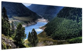 Obraz řeky mezi horami (100x40cm)