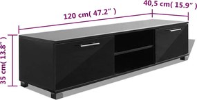TV stolek černý s vysokým leskem 120 x 40,5 x 35 cm 243042