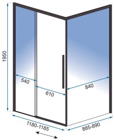 Sprchový kout MAXMAX Rea SOLAR 120x90 cm - černý
