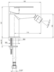 Deante Alpinia, stojánková bidetová baterie, chromová, DEA-BGA_030M