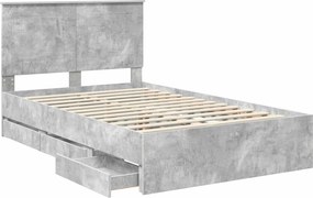 Rám postele s čelo Betonově šedá 135 x 190 cm Inženýrské dřevo 3409471