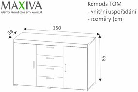 MAXIVA Komoda - TOM 2, dub sonoma / bílá