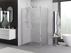 Mexen Exo, posuvná sprchová kabina, dveře 190 cm + boční stěna 120 cm, transparentní sklo, chrom, 8151-190-120-01-00