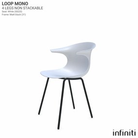 Židle Loop Mono - nestohovatelná Barva kovové konstrukce: Matt black 31, Barva sedáku a opěradla z recyklovaného plastu: white IS020