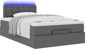 Osmanská postel s matrací &amp; LED tmavě šedá 120x190 cm látka 3312458