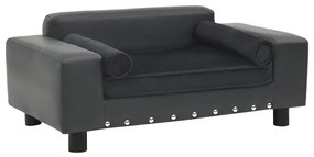 Pohovka pro psy tmavě šedá 81 x 43 x 31 cm plyš a umělá kůže 171044