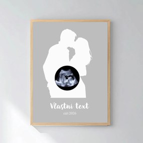 Personalizovaný magický fotoobraz v rámu - čtverec 30x40 - s párem a ultrazvukem