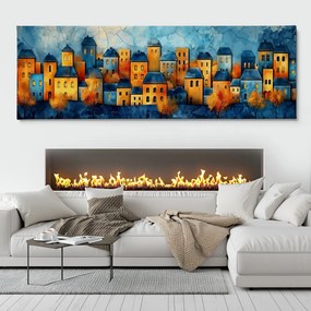 Obraz na plátně - Město Azurion usíná, abstrakce FeelHappy.cz Velikost obrazu: 120 x 40 cm